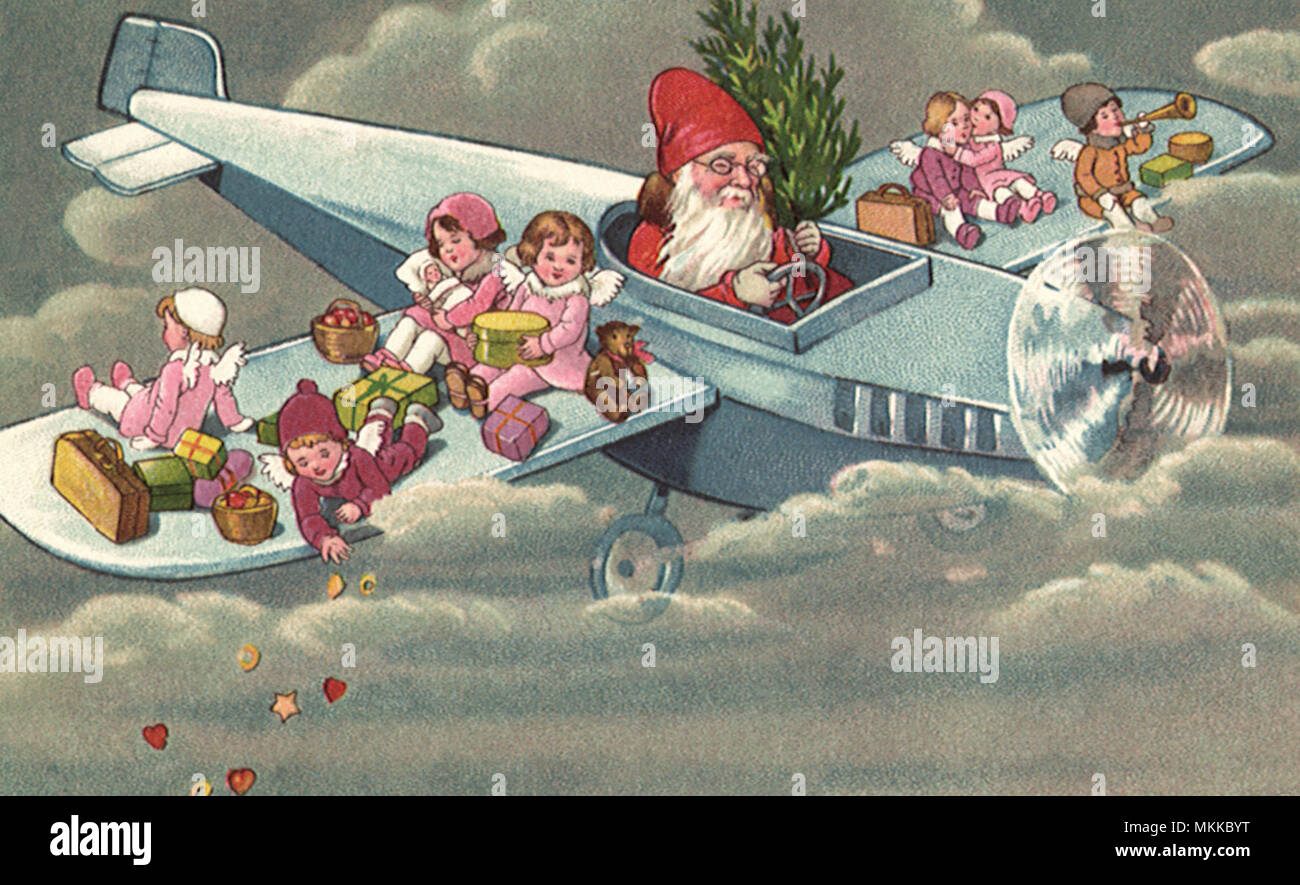 Santa, Plane, Kids Stock Photo - Alamy