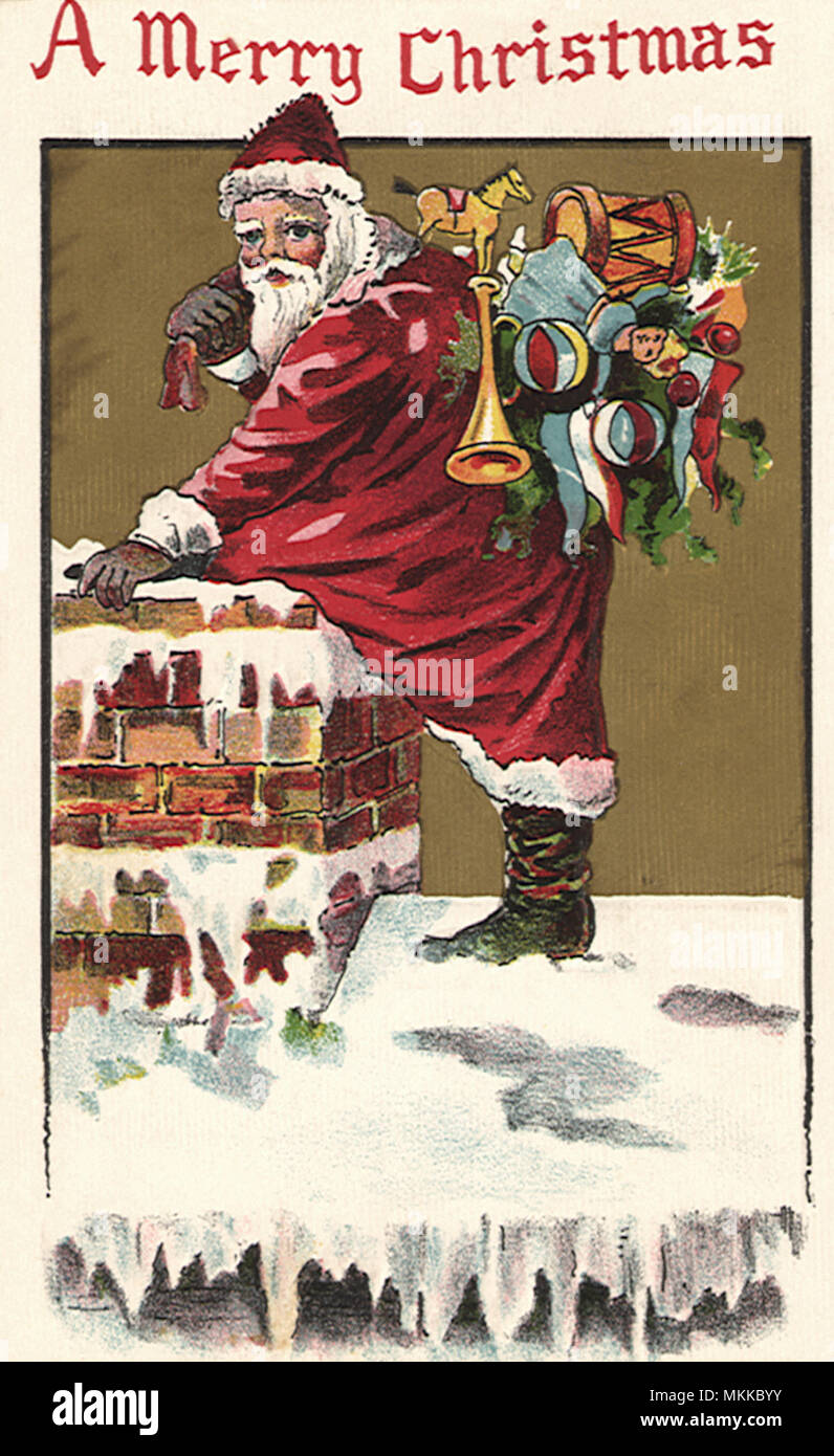 Santa Enters Chimney Stock Photo - Alamy
