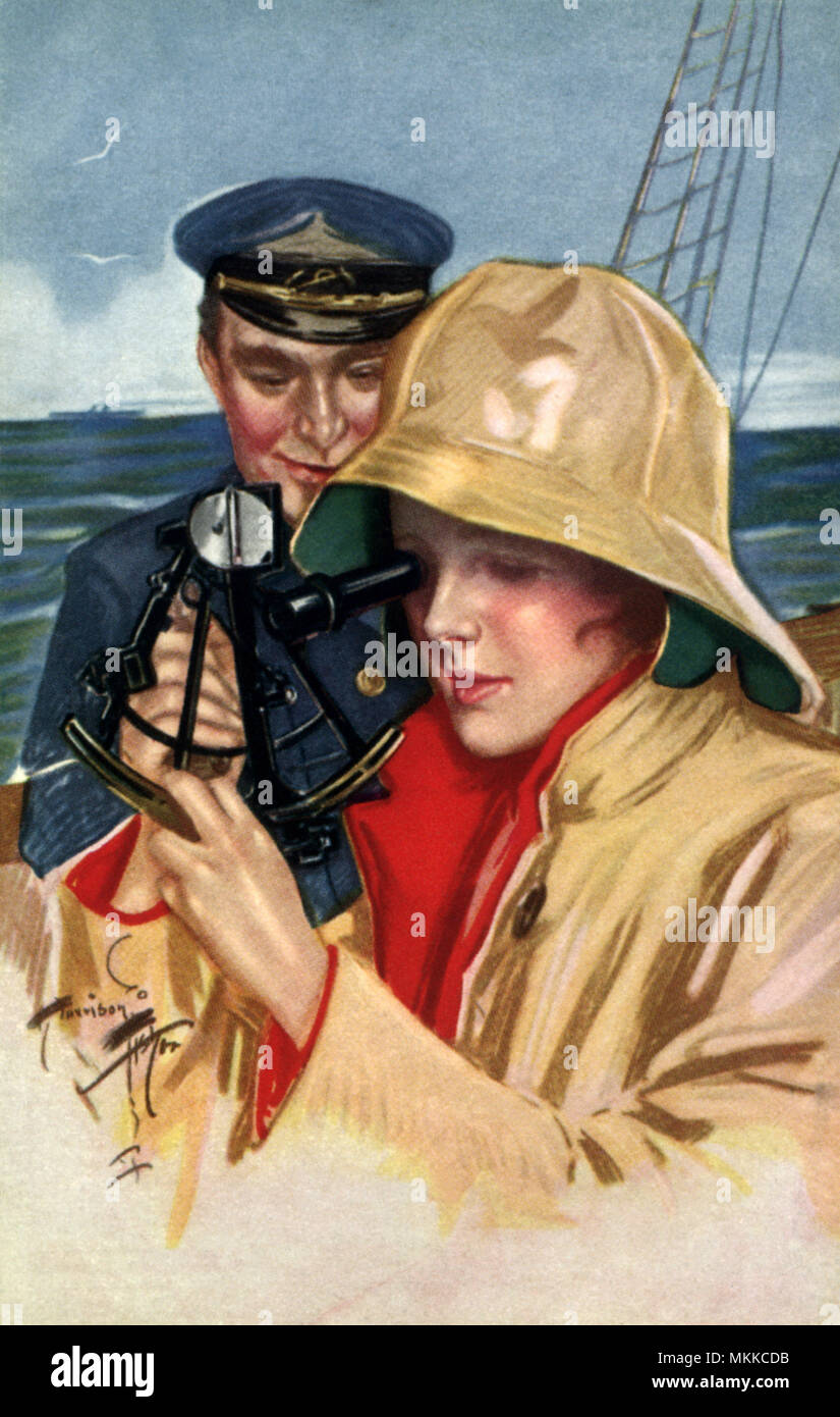 Woman with Sextant Stock Photo - Alamy