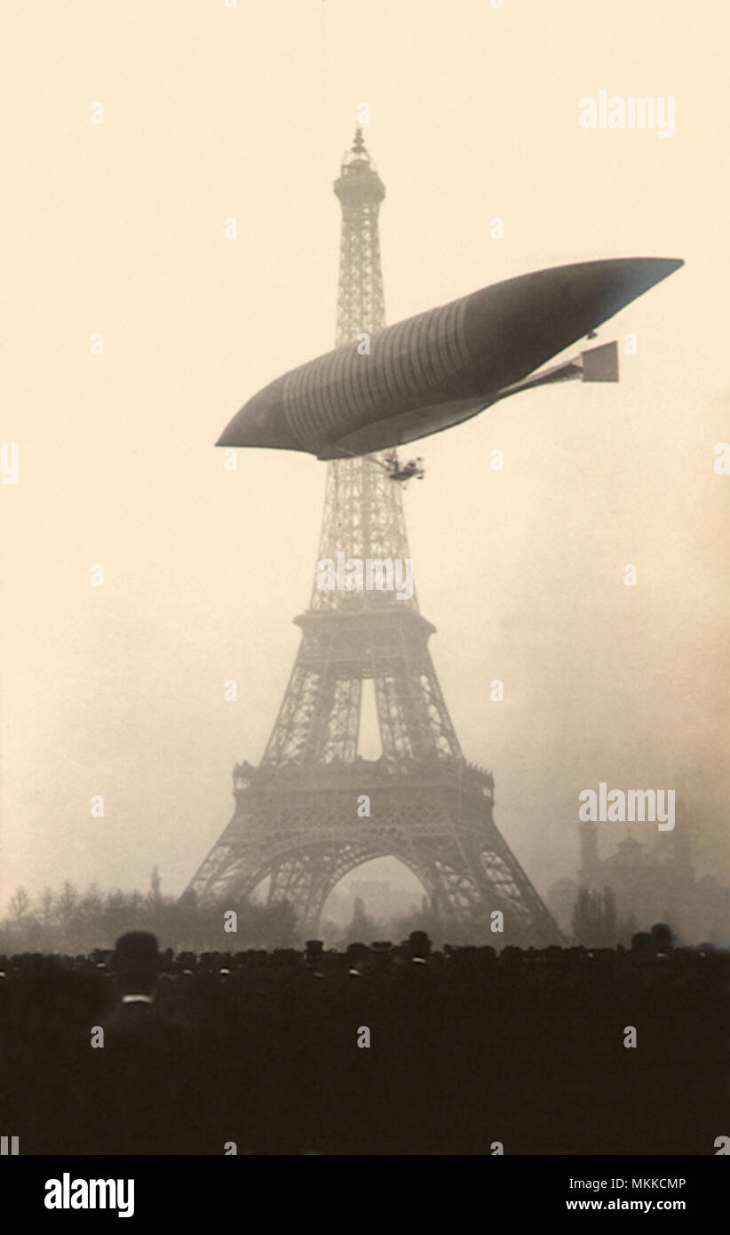 Zeppelin and Eiffel Tower. Paris Stock Photo - Alamy