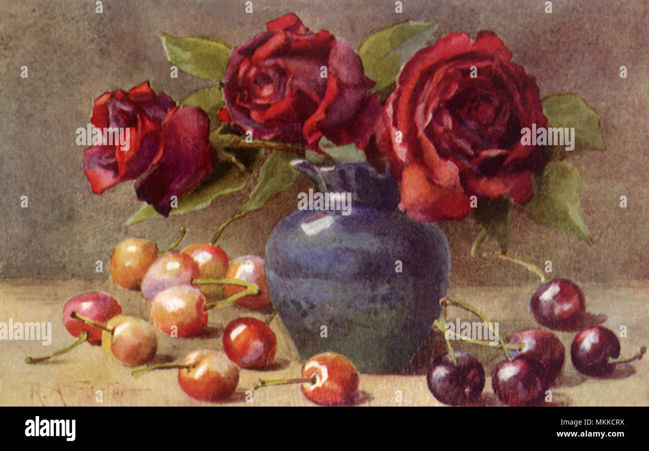 Roses and Cherries Stock Photo - Alamy
