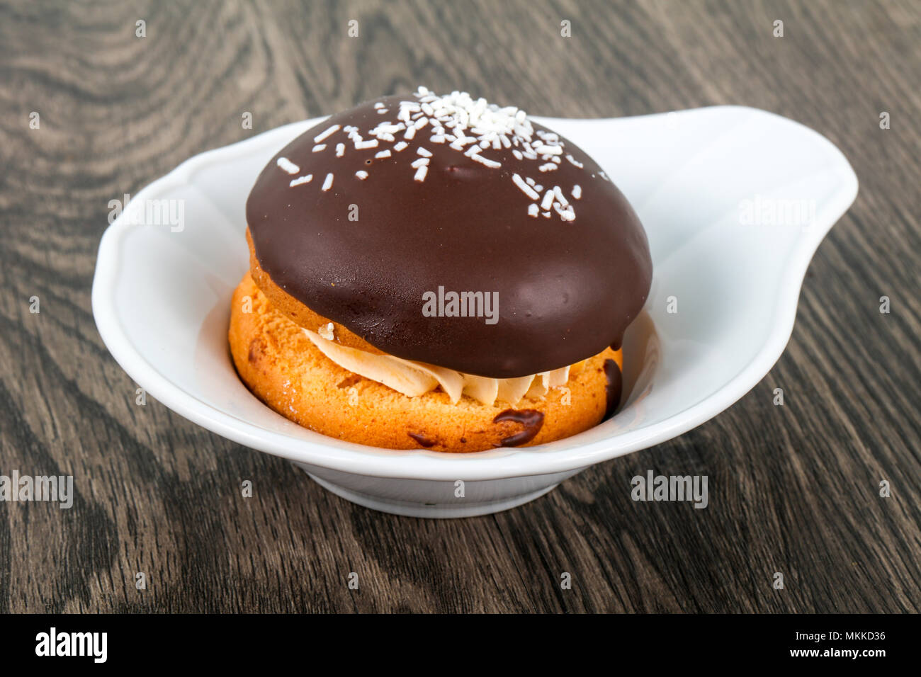 Bouchee cake with chocolate Stock Photo - Alamy