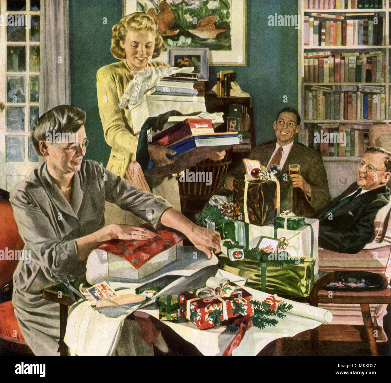 Present Wrapping Scene Stock Photo - Alamy