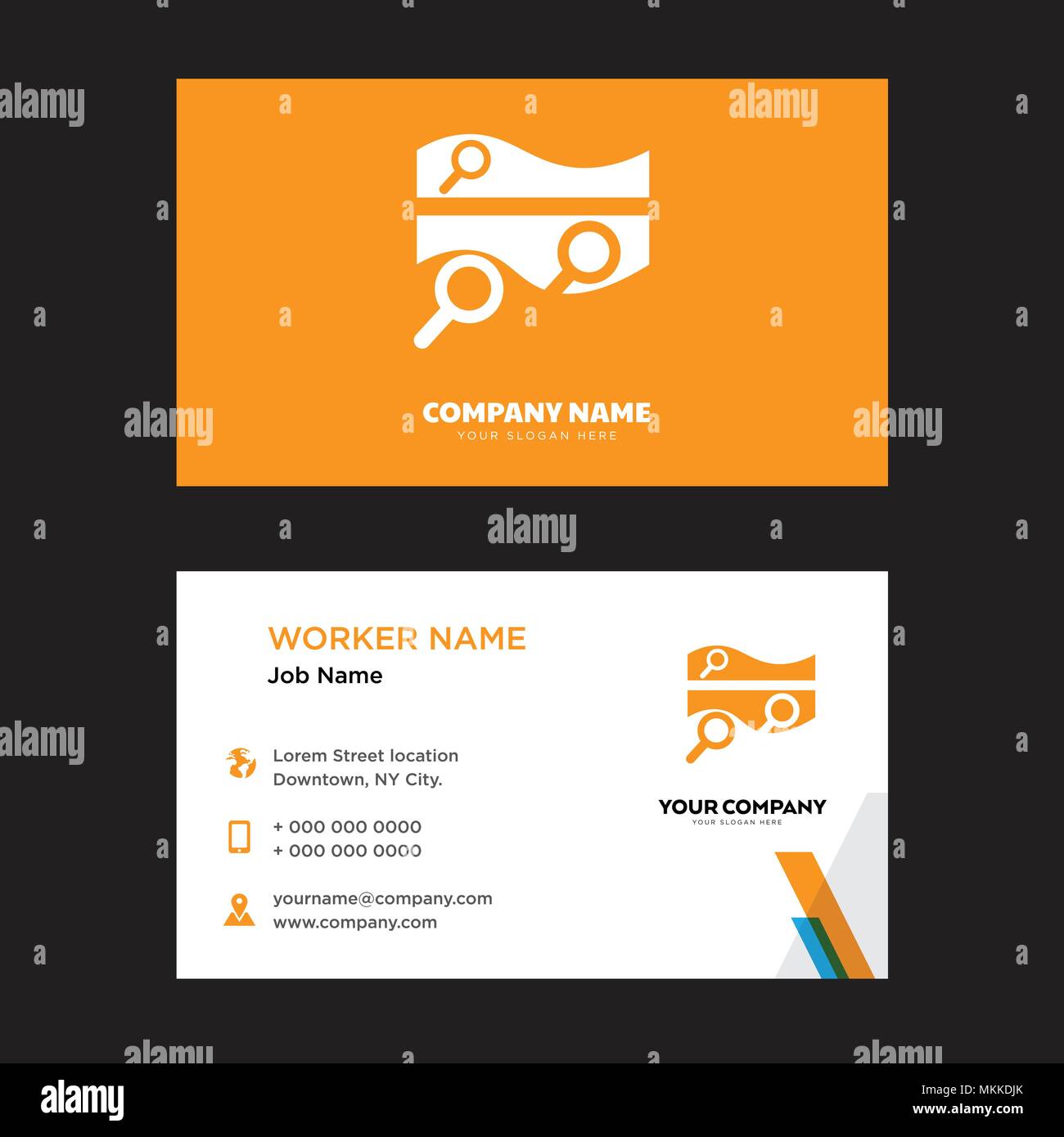Map business card design template, Visiting for your company, Modern ...