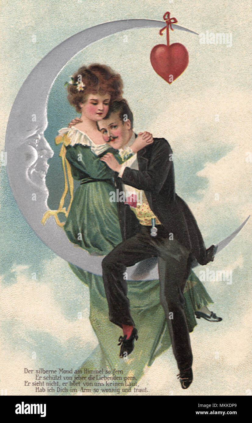 Romantic couple sitting on the moon hi-res stock photography and images ...