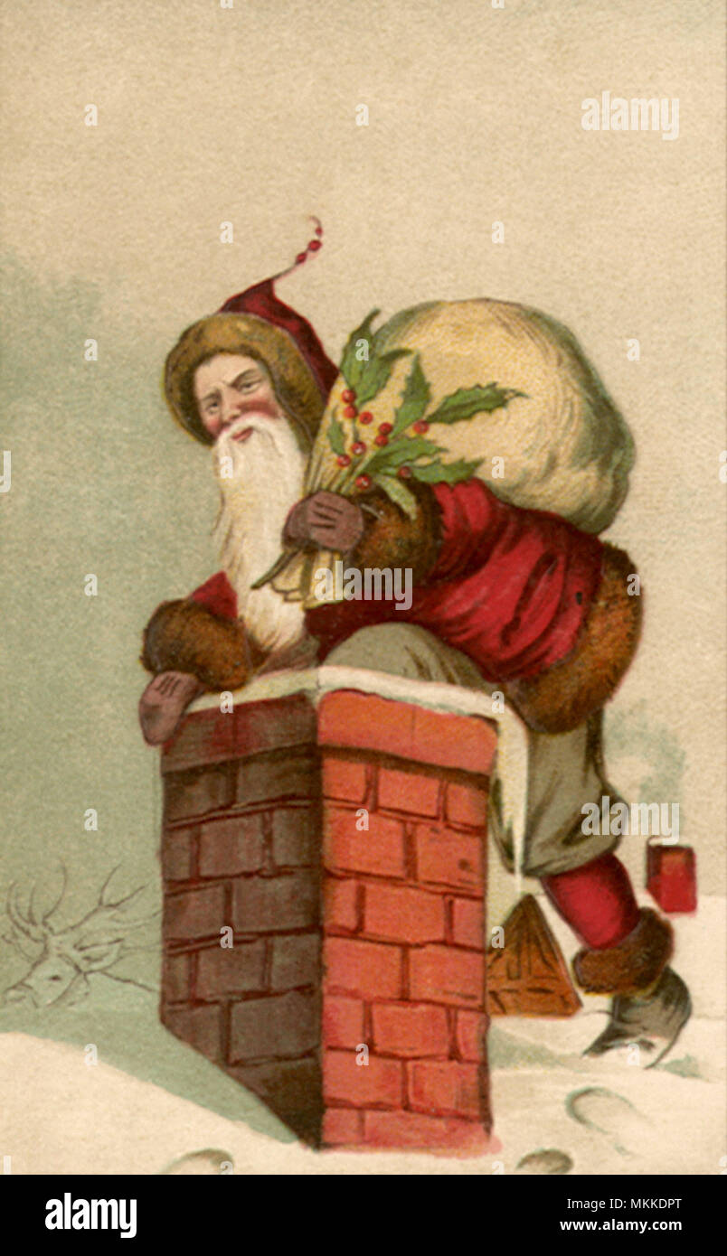 Santa climbing the chimney hi-res stock photography and images - Alamy