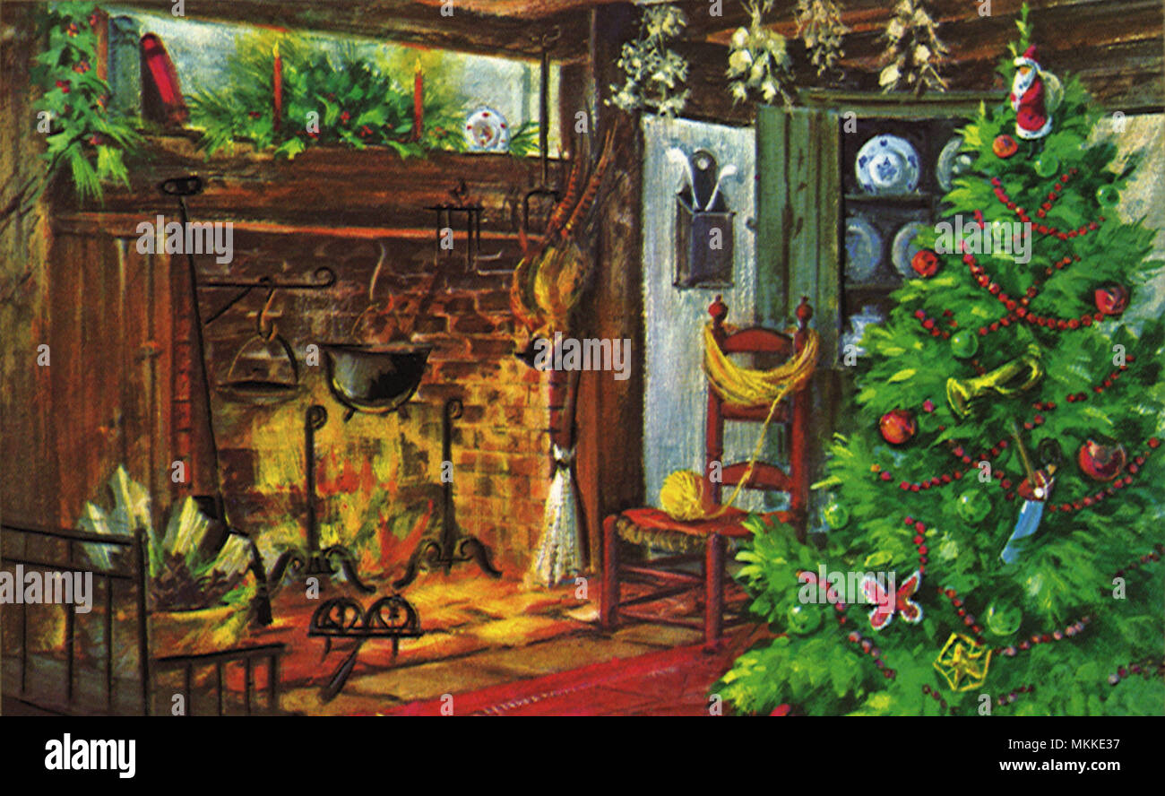 Christmas cards fireplace hi-res stock photography and images - Alamy