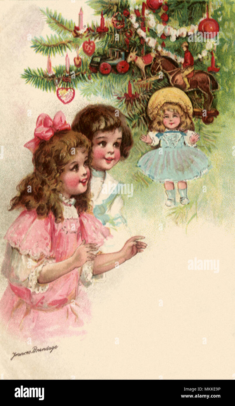 Girls, Doll and Tree Stock Photo - Alamy