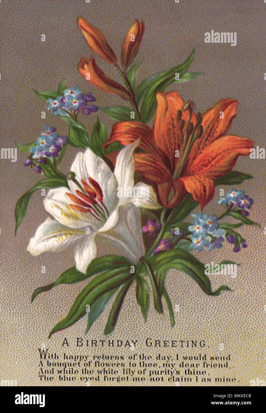 Lilies and Forget-Me-Nots Stock Photo - Alamy