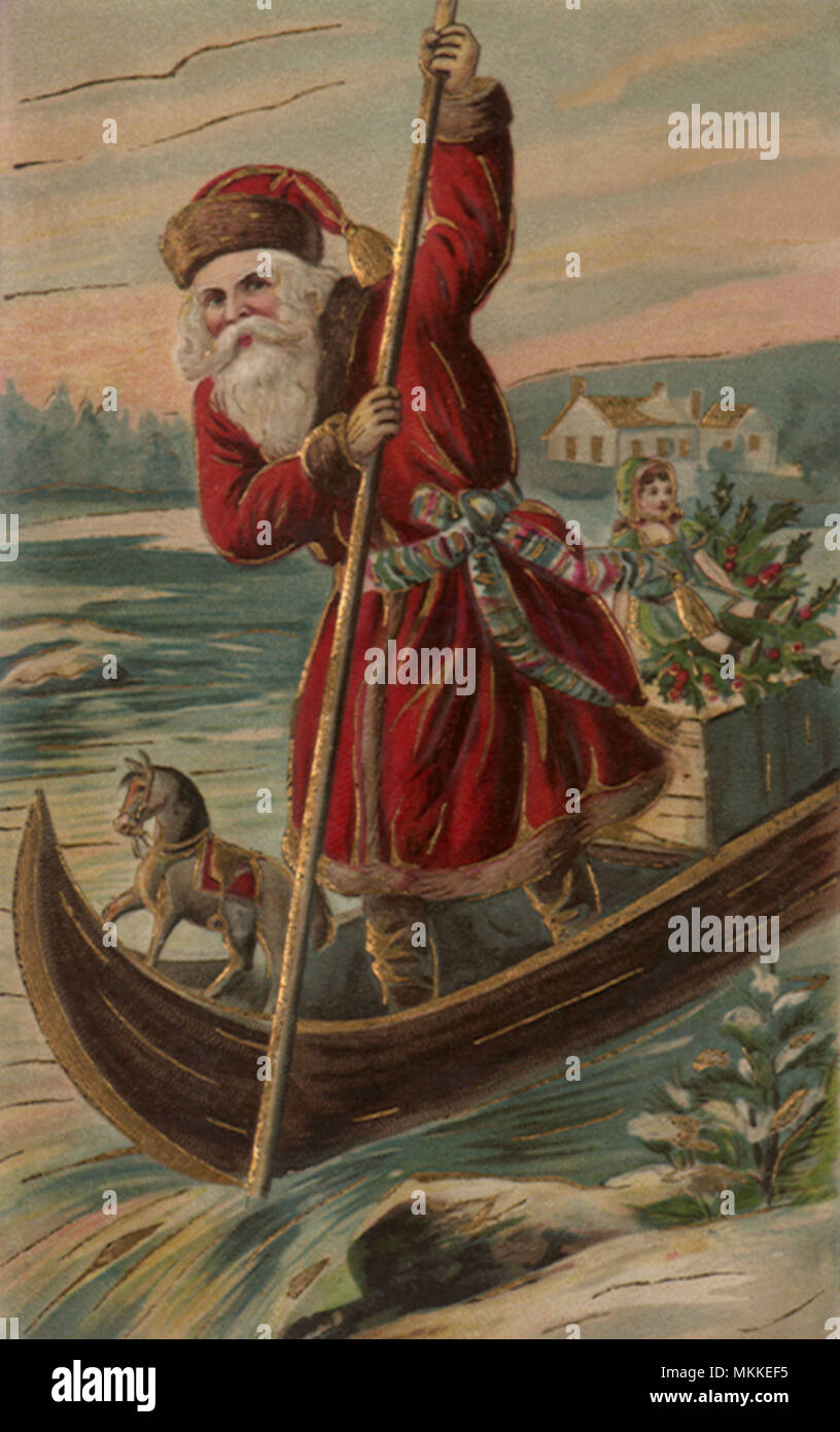 Santa in Canoe Stock Photo - Alamy