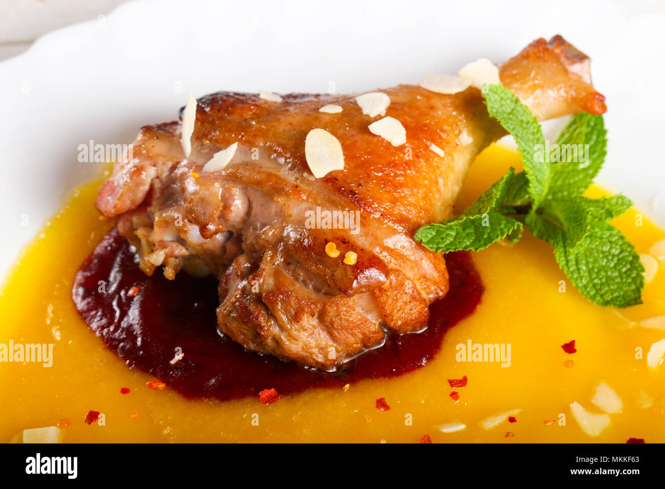 Baked Duck leg Stock Photo - Alamy
