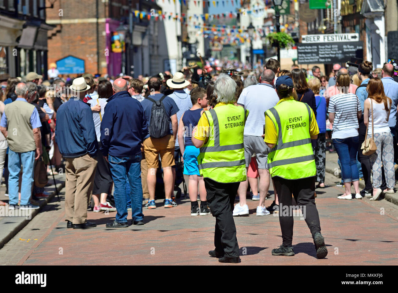 Rochester, Kent, England. Two female event stewards at the annual ...