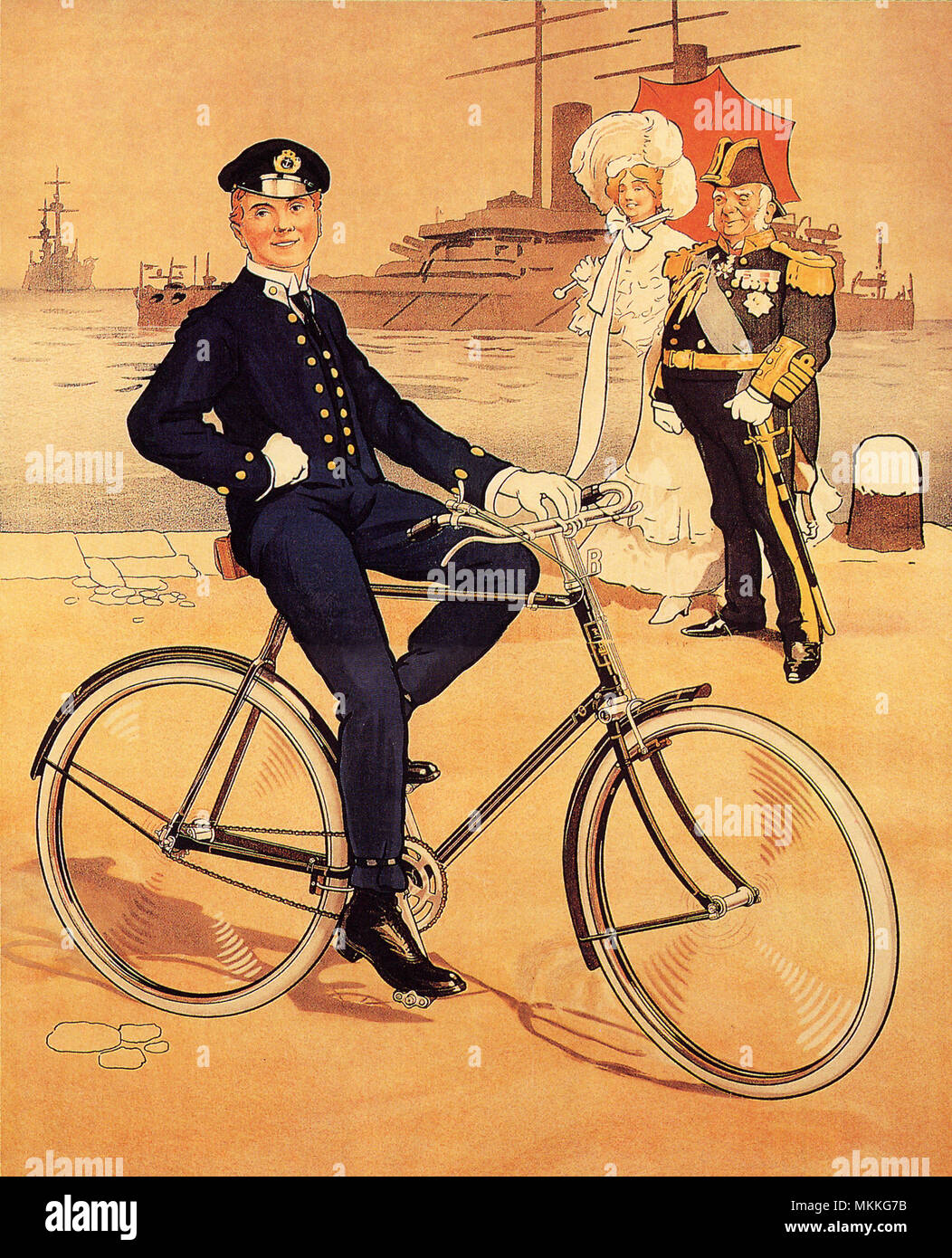 Captain on Bicycle Stock Photo - Alamy