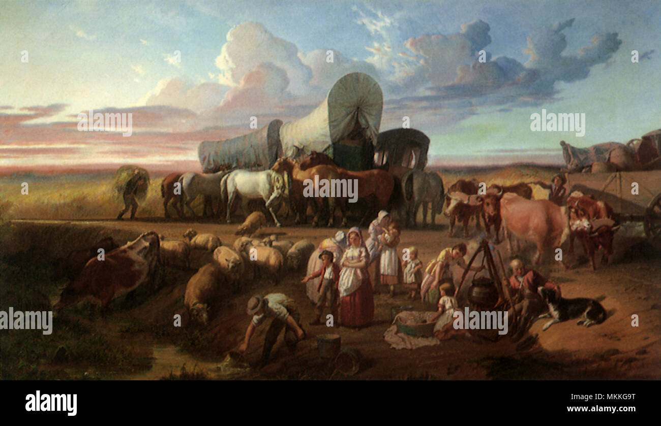 Family covered wagons west hi-res stock photography and images - Alamy