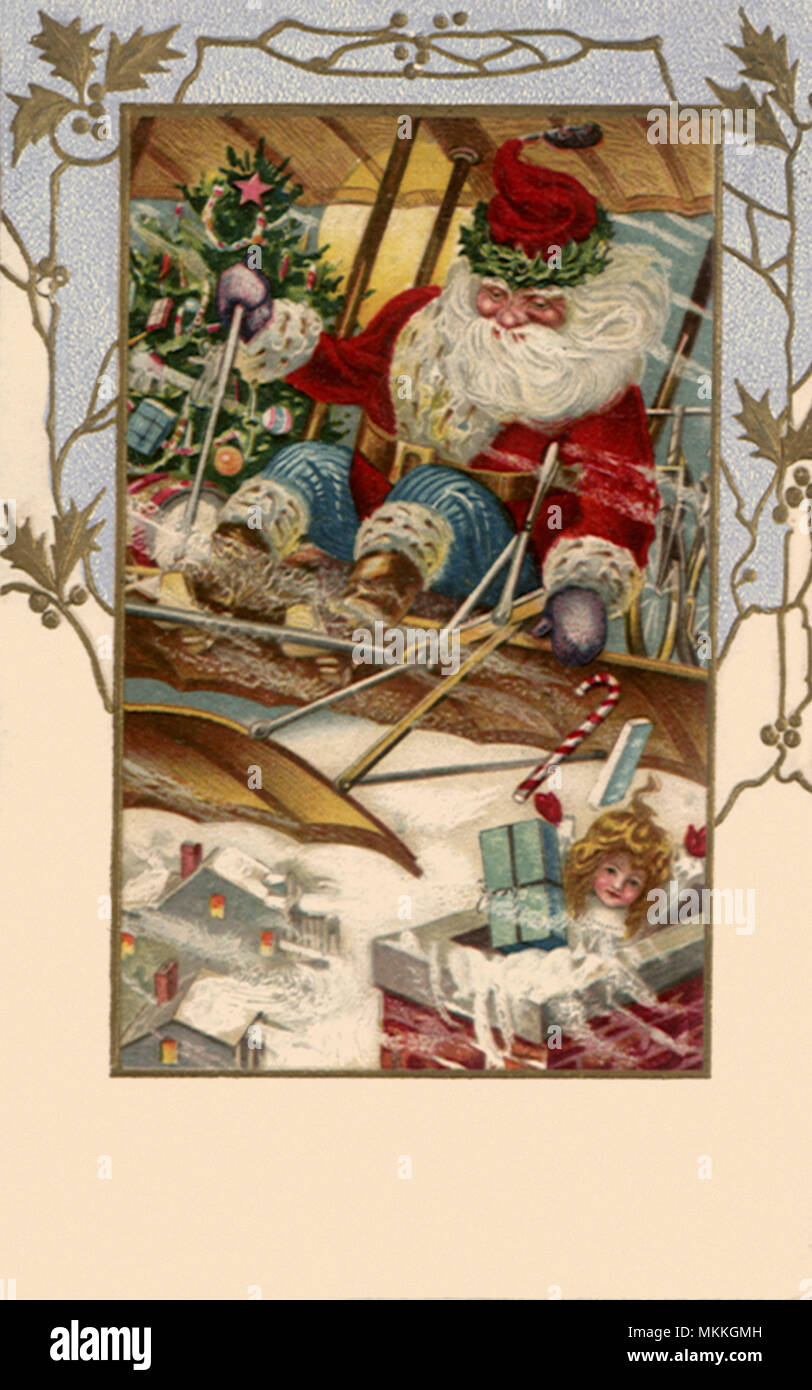 Santa in Biplane Stock Photo - Alamy