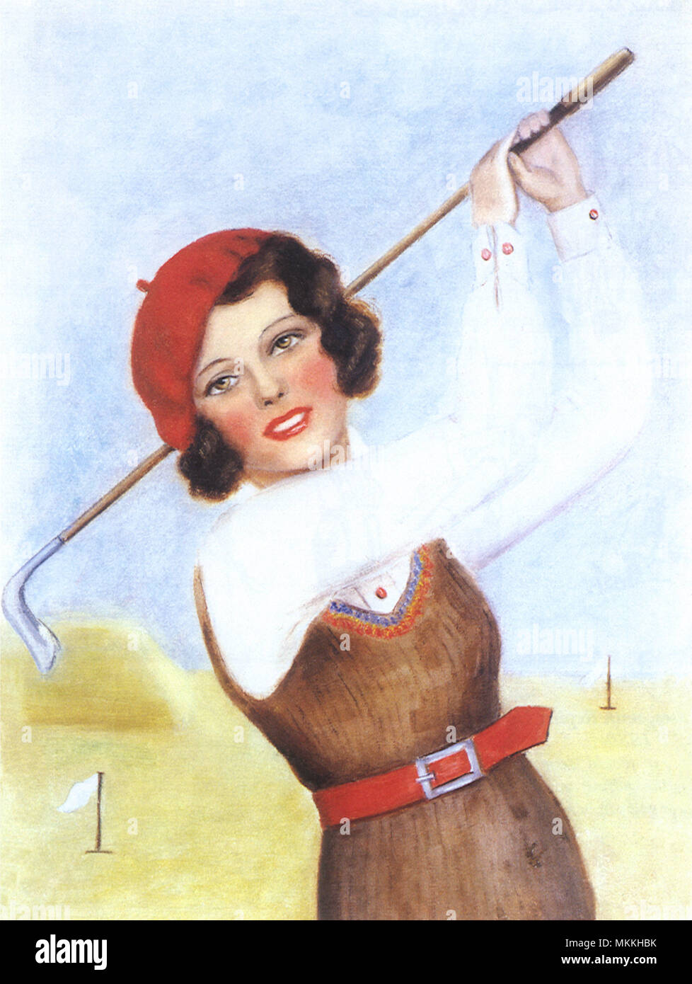 Golfer in Red Beret Stock Photo - Alamy