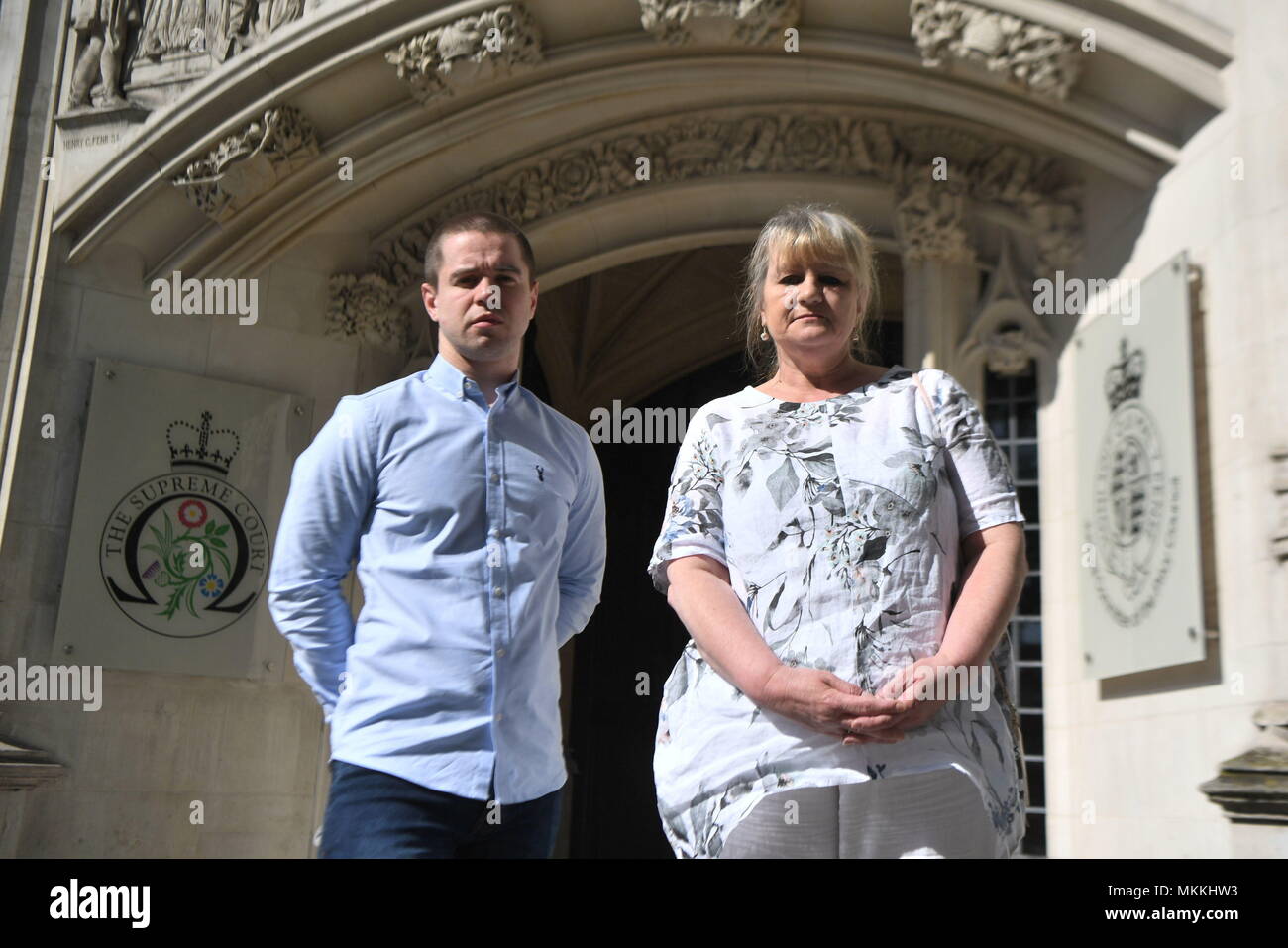 Sam Hallam with his mother Wendy Cohenoutside the Supreme Court in ...
