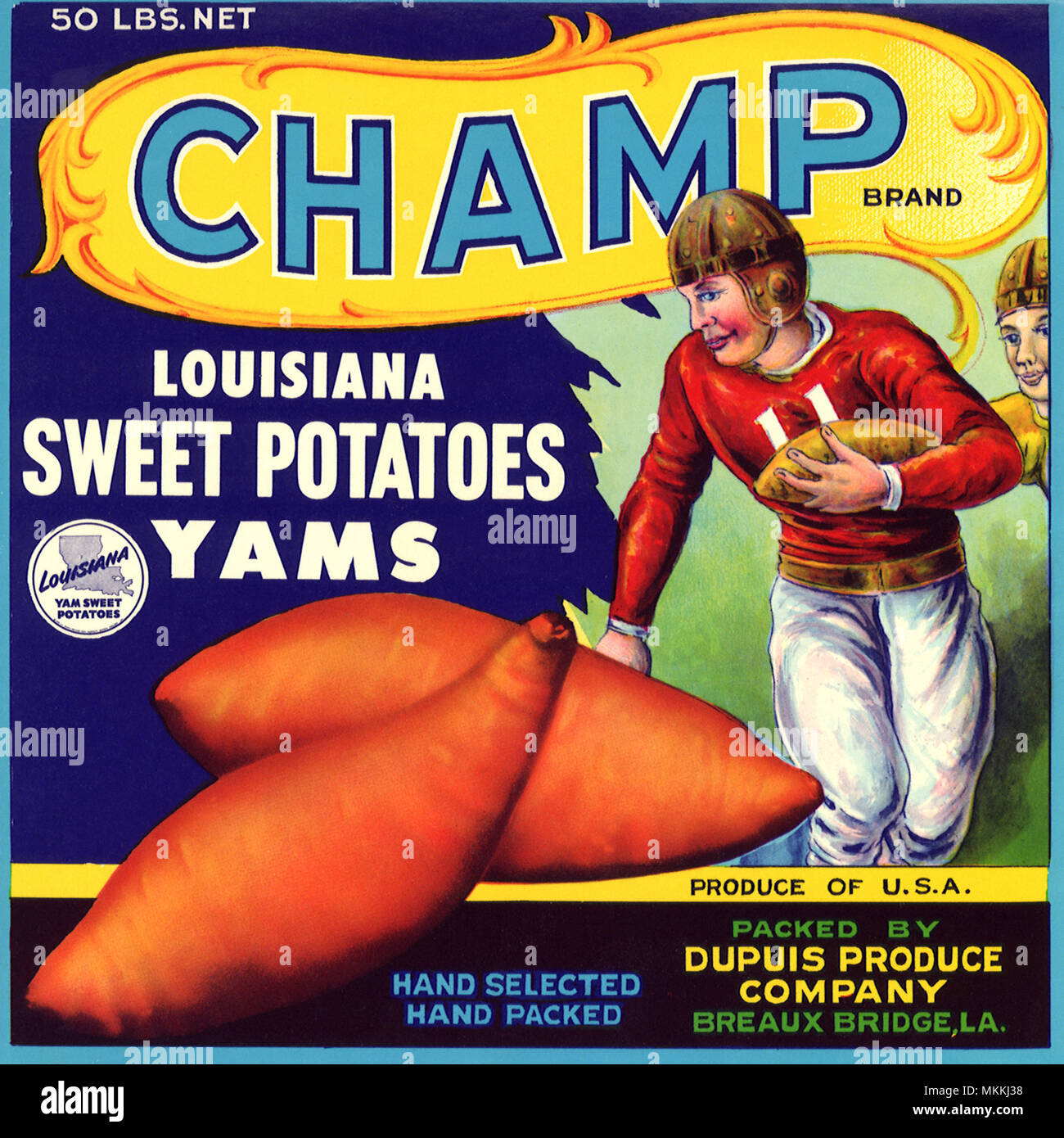 Champ Yams Label Stock Photo - Alamy