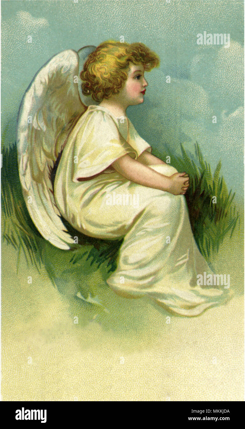 Angel Sits on Grass Stock Photo - Alamy
