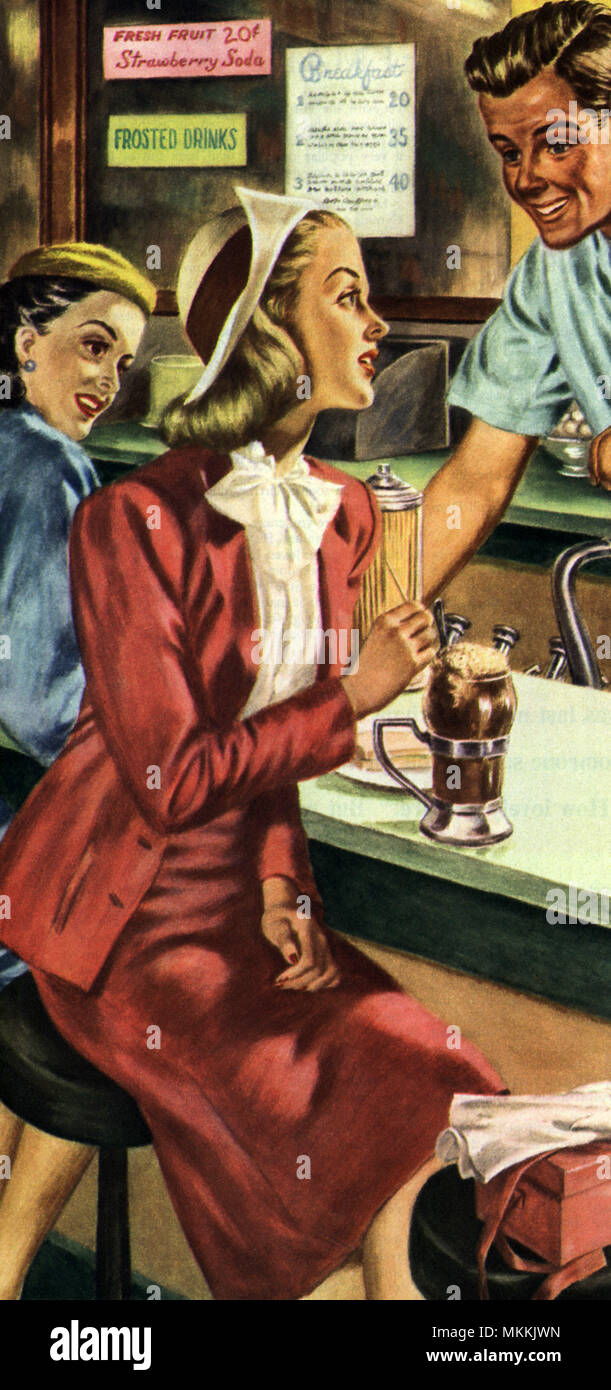 Woman at Counter Stock Photo - Alamy