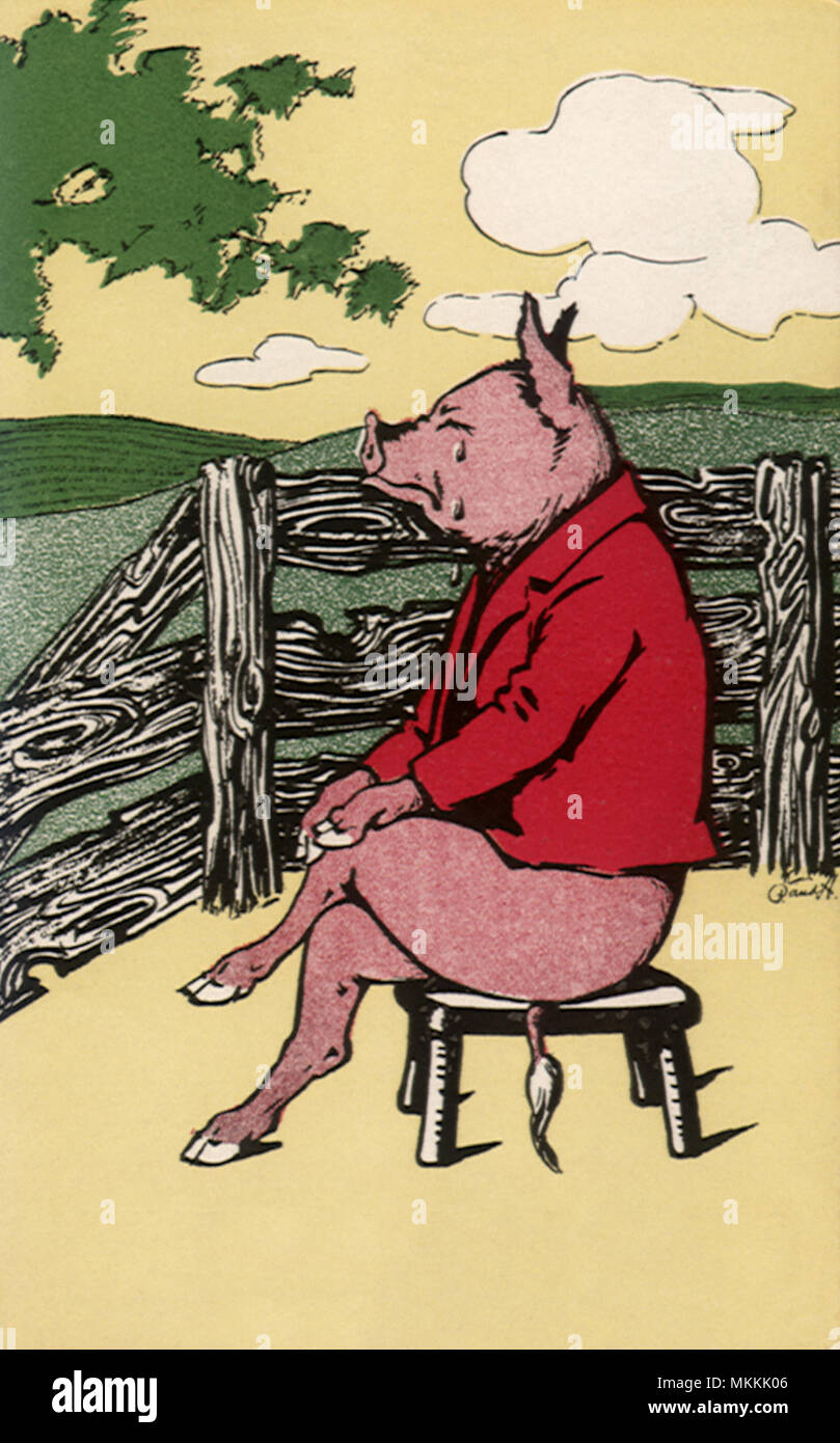 Crying Pig on Stool Stock Photo - Alamy