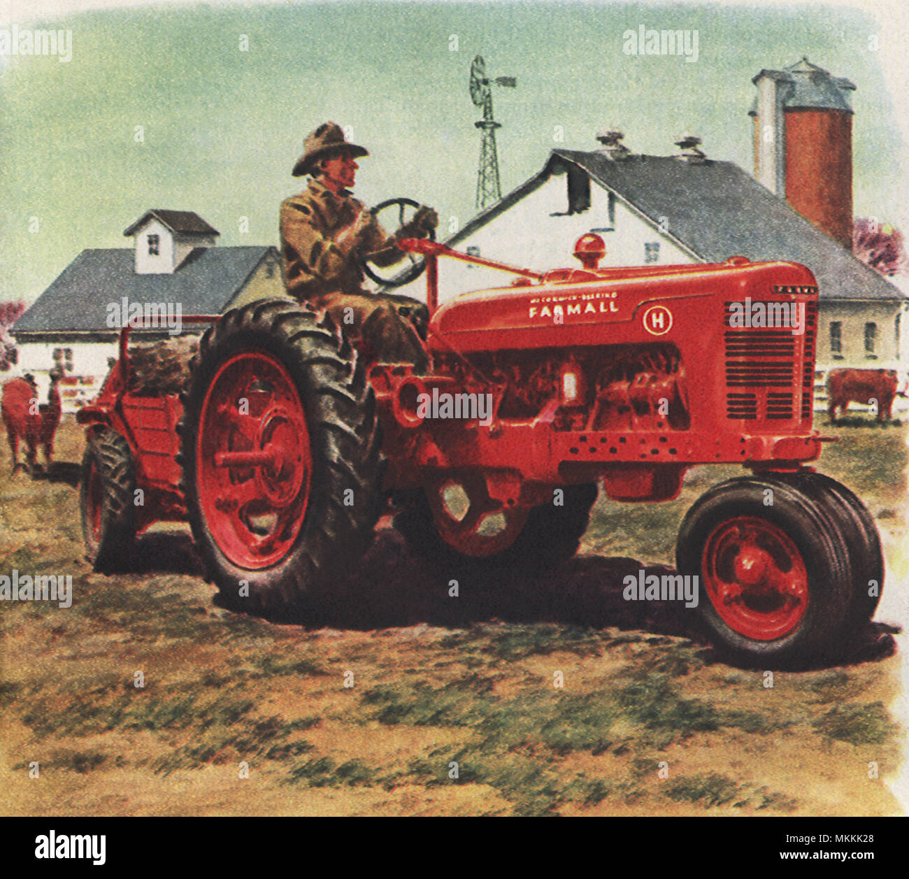 Farmer Riding Tractor Stock Photo - Alamy