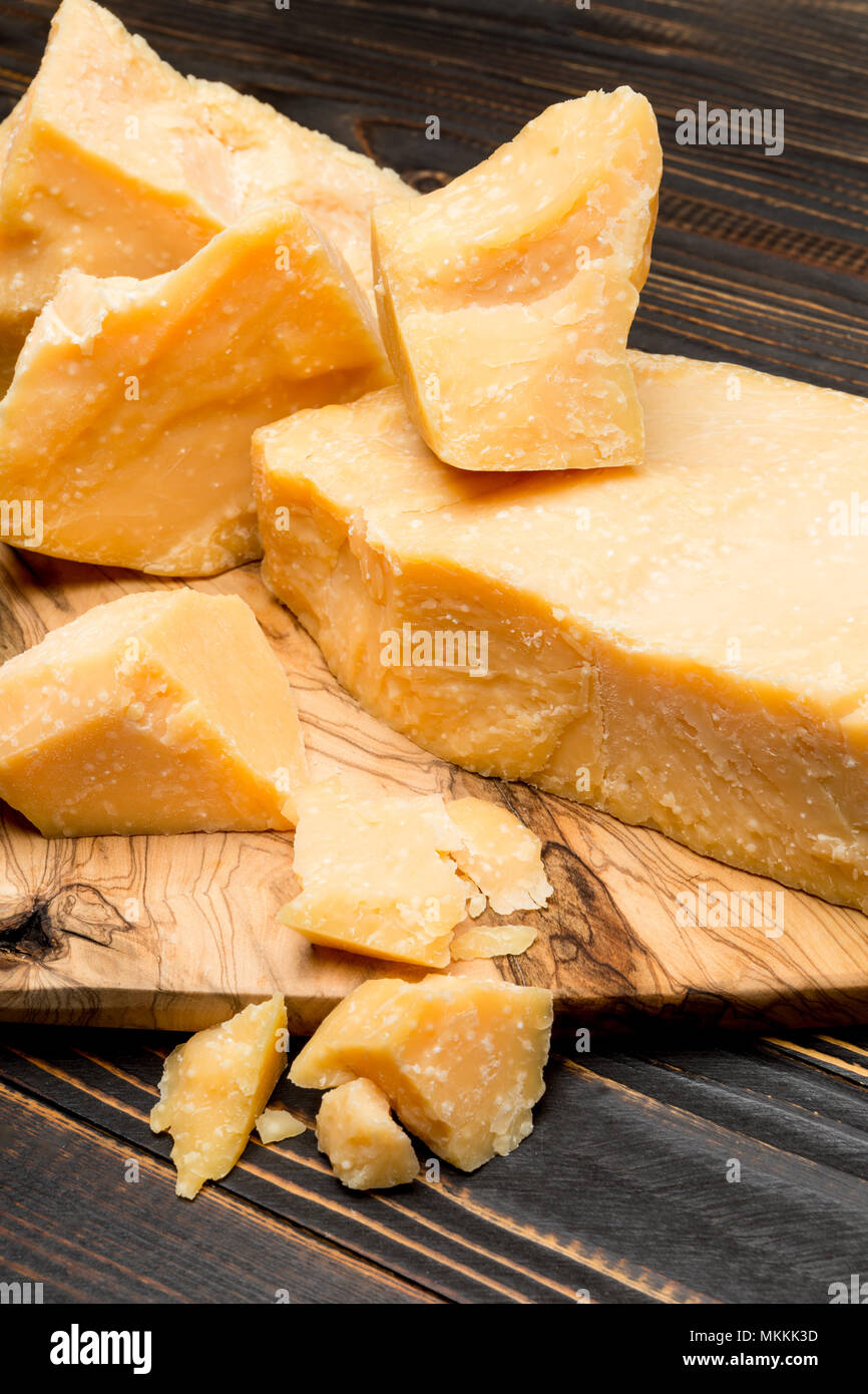pieces of parmesan or parmigiano cheese Stock Photo - Alamy