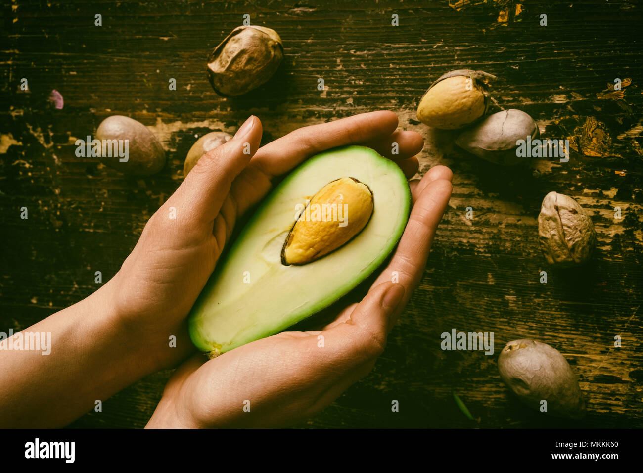 Avocado and seeds still life Stock Photo - Alamy
