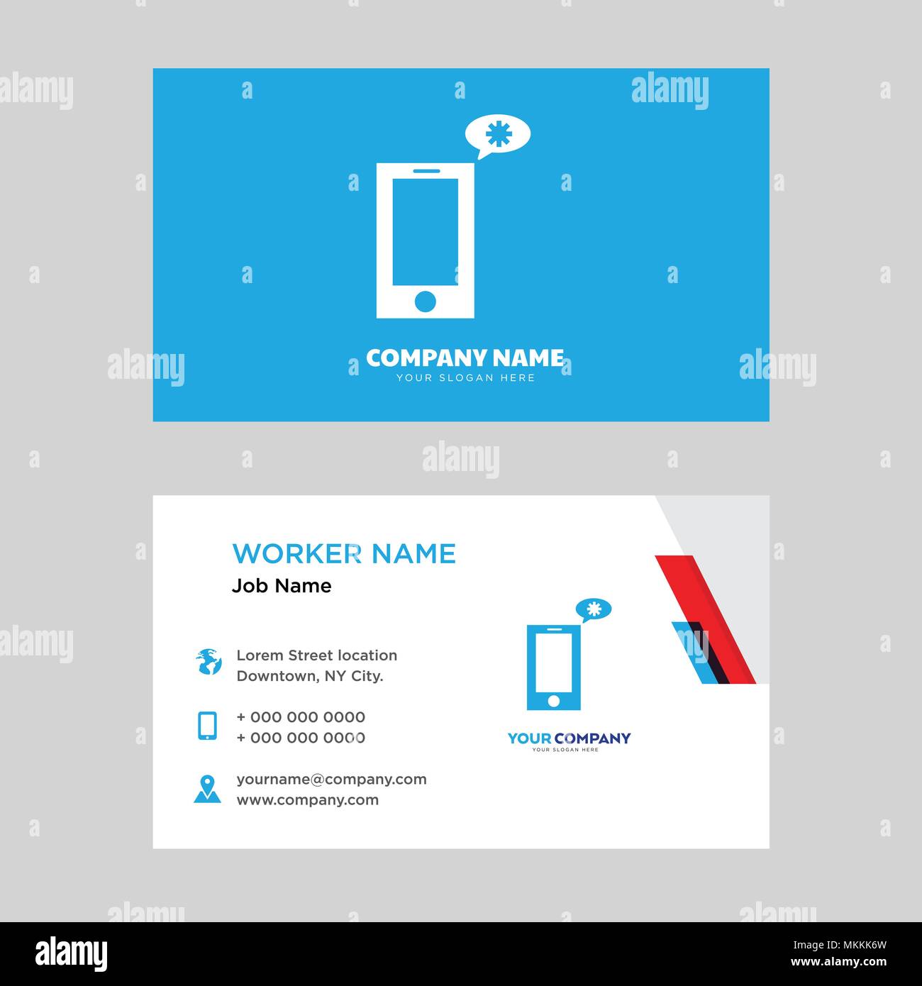 Setting on phone business card design template, Visiting for your ...