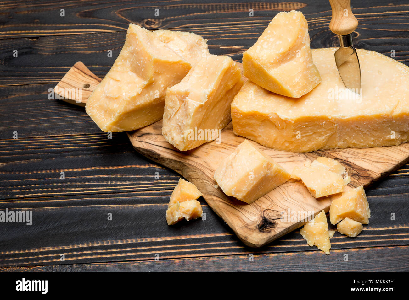 pieces of parmesan or parmigiano cheese Stock Photo - Alamy
