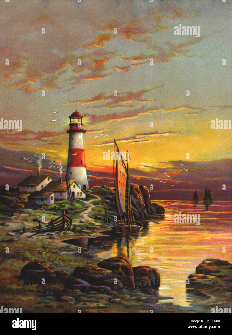 Lighthouse in Sunset Stock Photo - Alamy