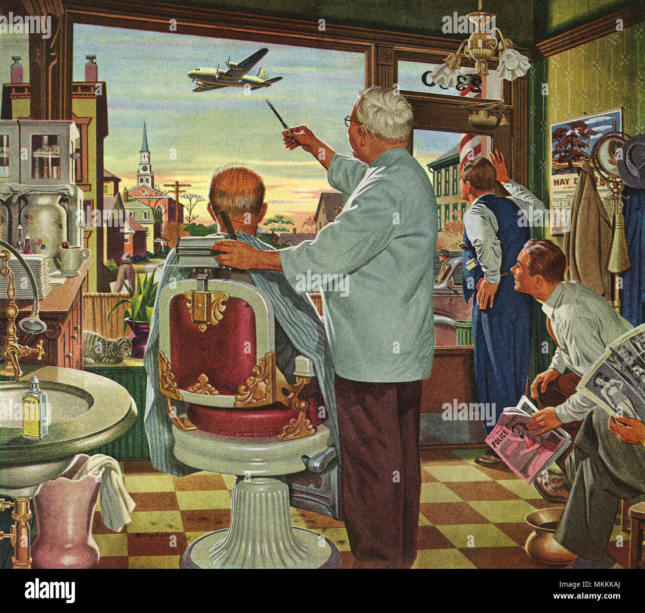 Barber Shop Scene Stock Photo - Alamy