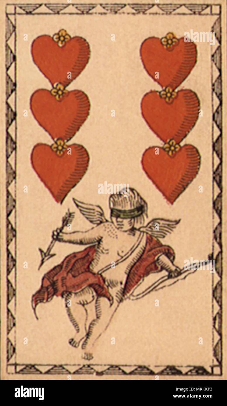 Playing Card with Cupid and Hearts Stock Photo - Alamy