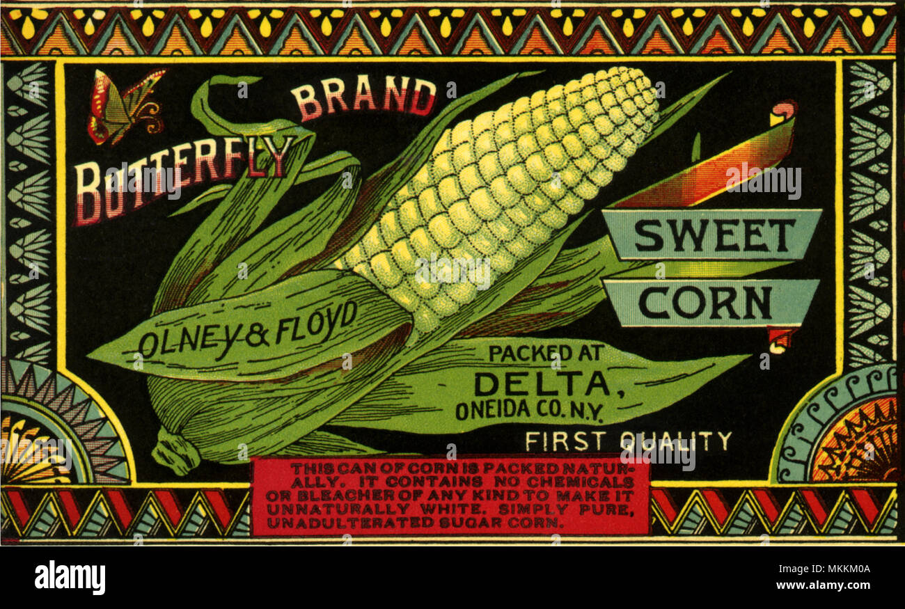 Sweet Corn Veg Label Stock Photo - Alamy