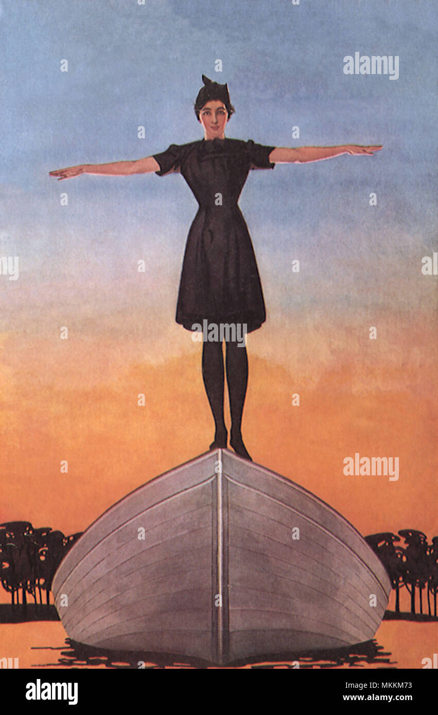 Lady Balancing on Boat Stock Photo - Alamy