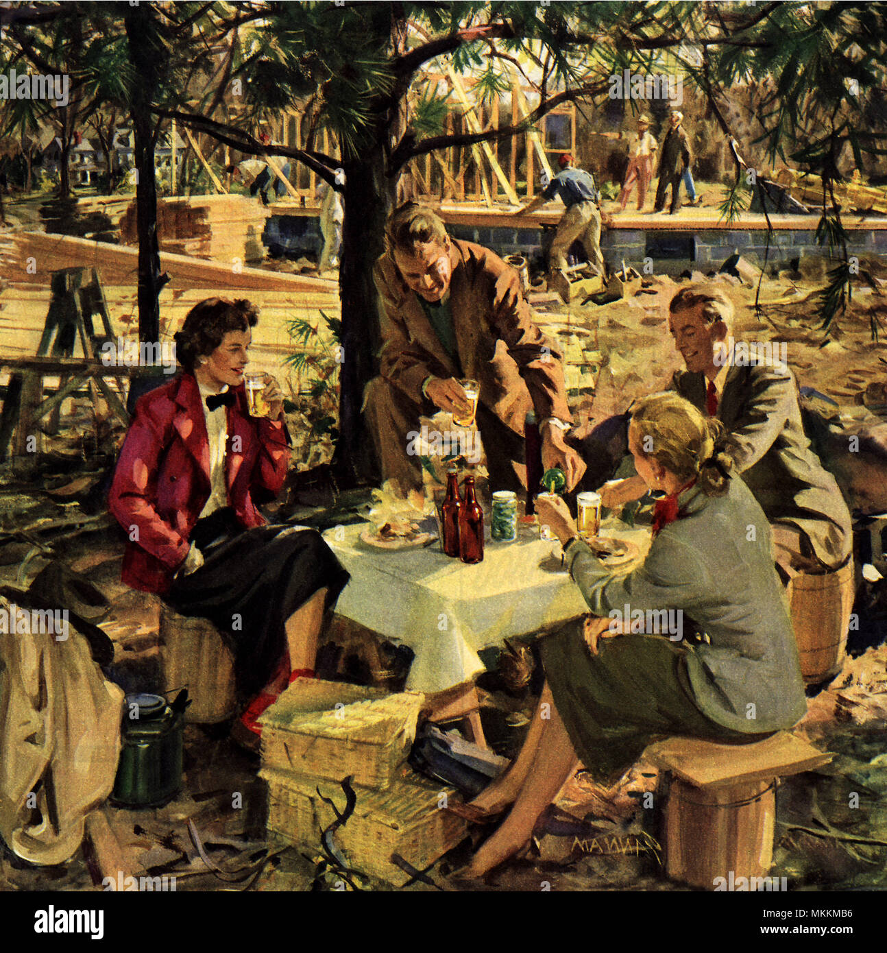 Picnic illustration vintage hi-res stock photography and images - Alamy