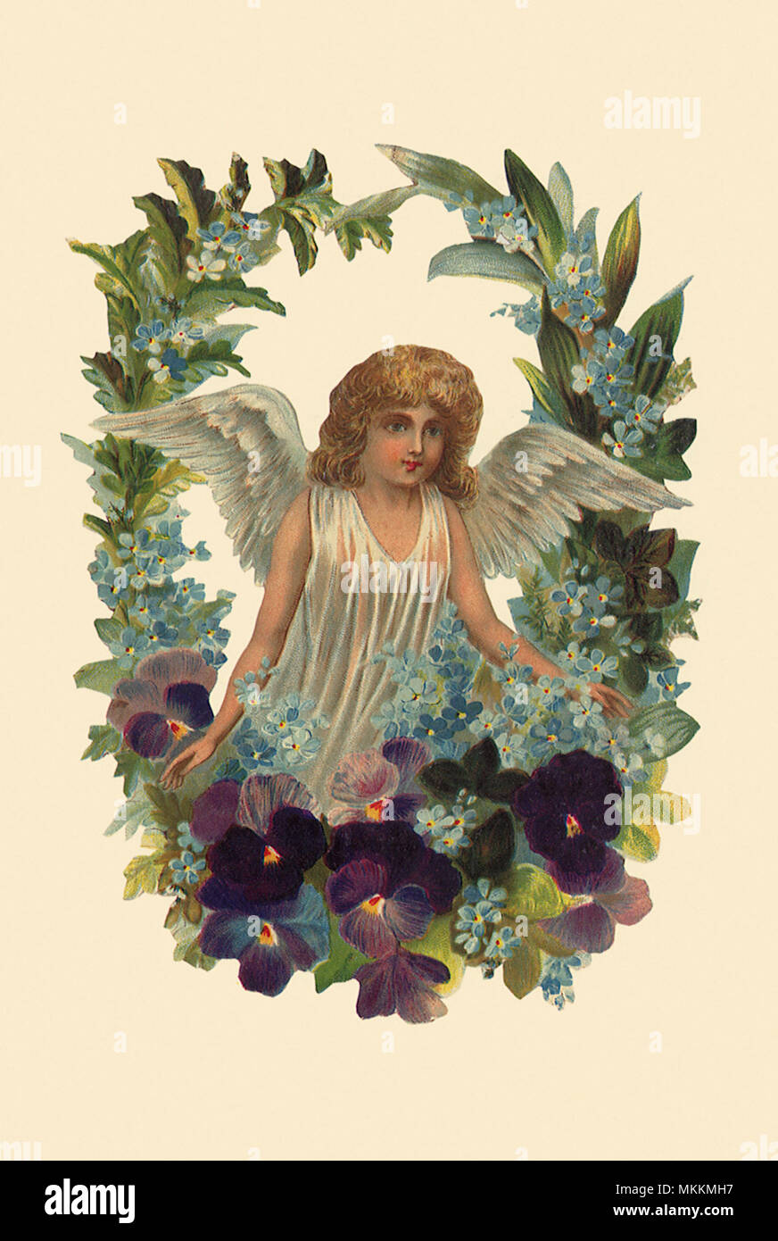 Angel with flowers hi-res stock photography and images - Alamy