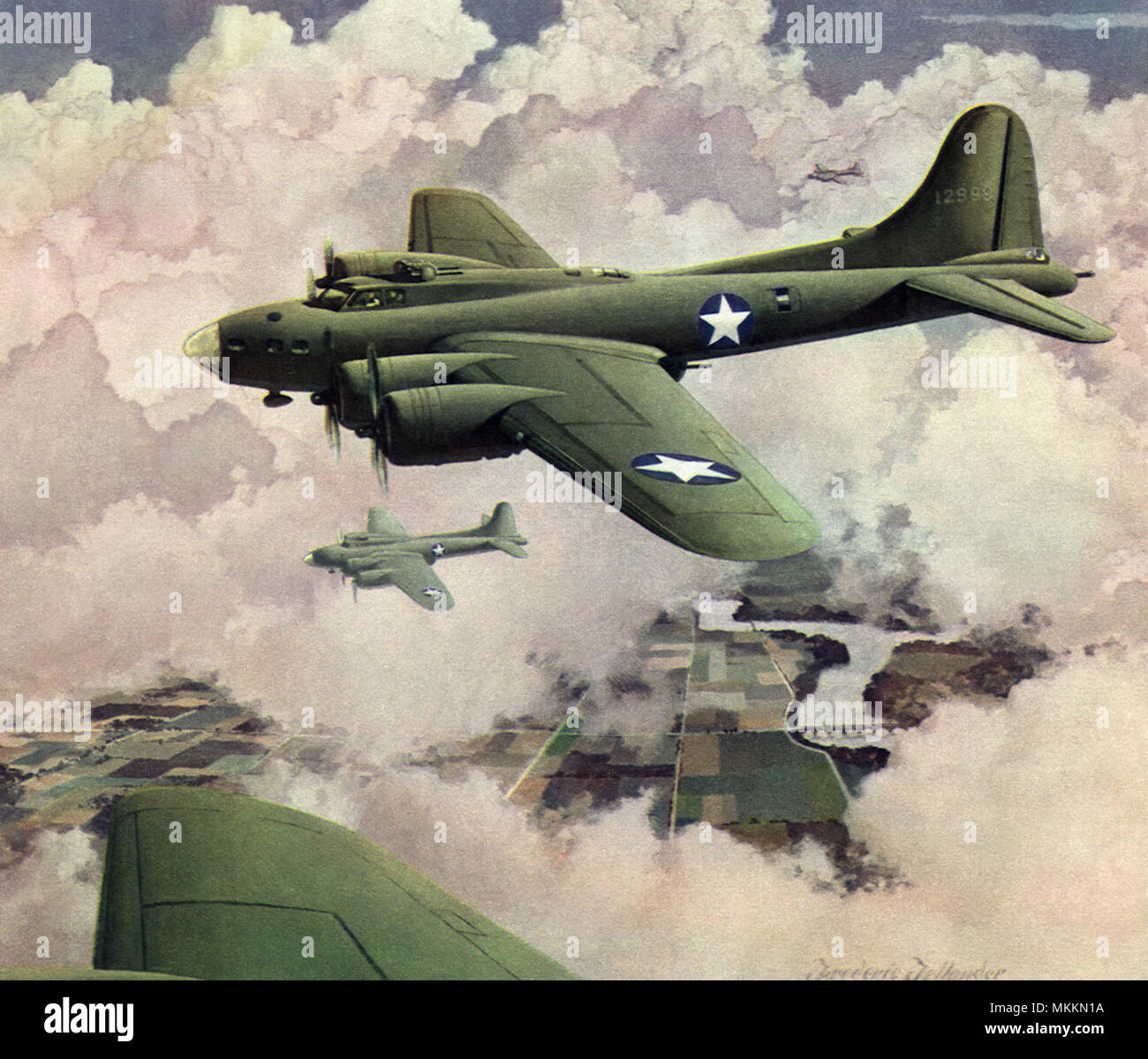 Flying Fortresses Over Clouds Stock Photo - Alamy