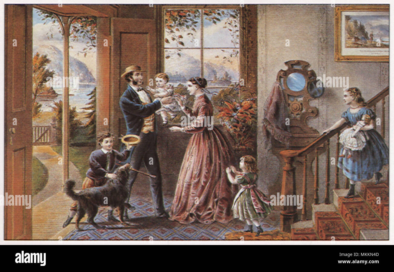 Father returning Home to Family Stock Photo - Alamy