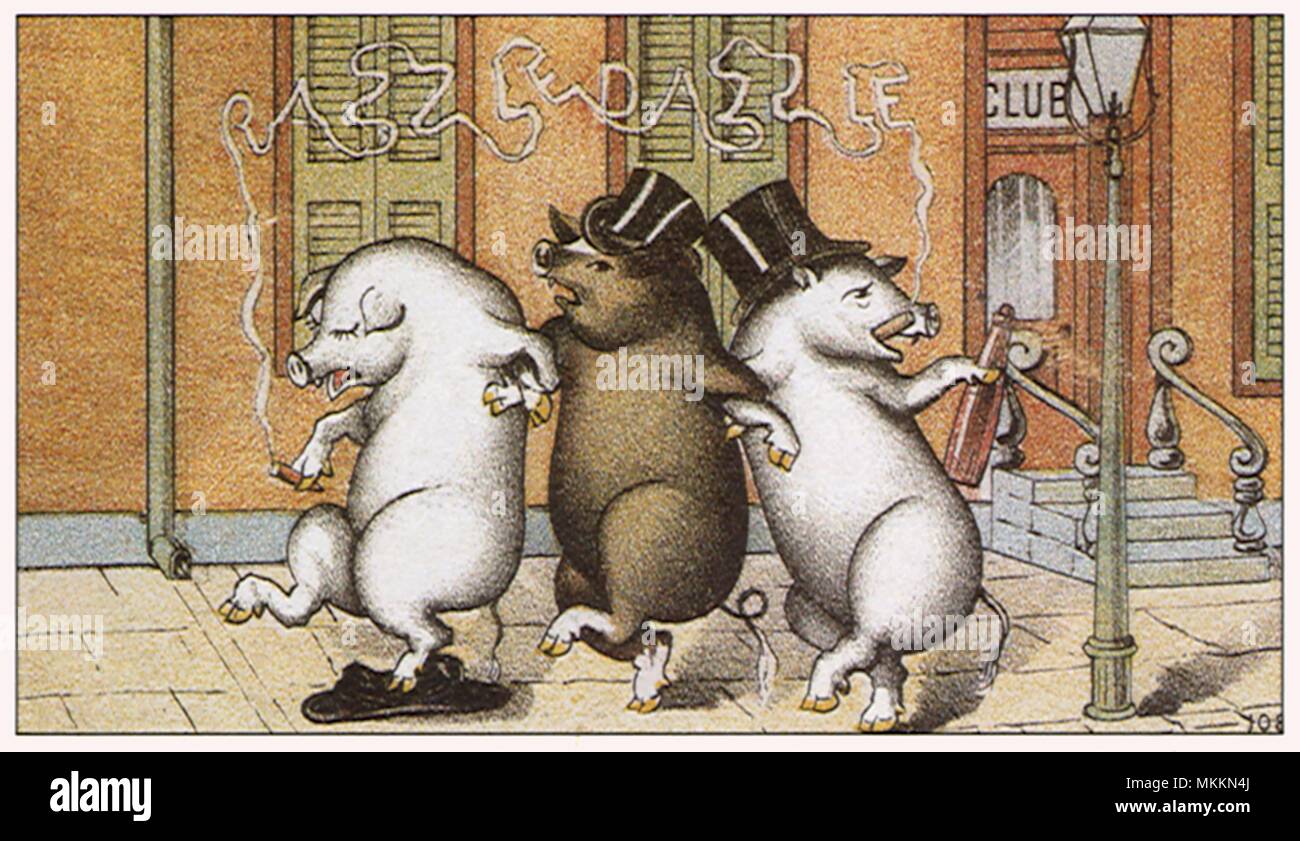 Three Pigs Dancing in the Street Stock Photo - Alamy
