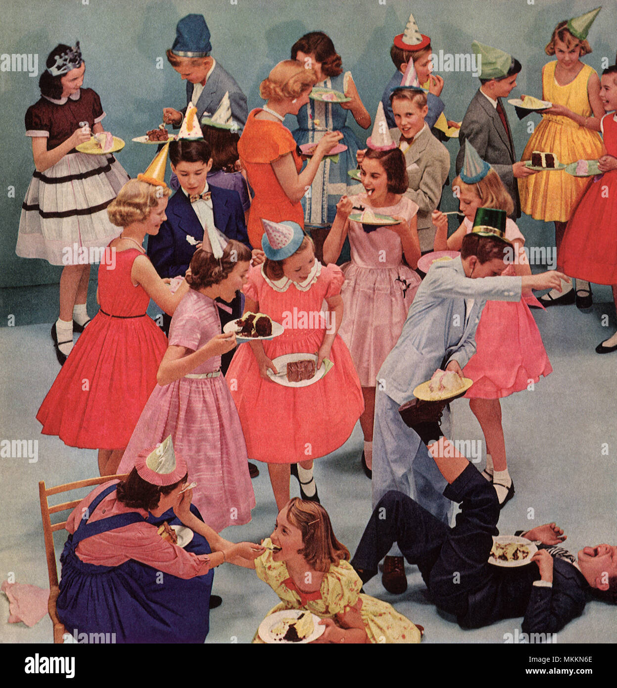 Children Eating Cake at Birthday Party Stock Photo - Alamy