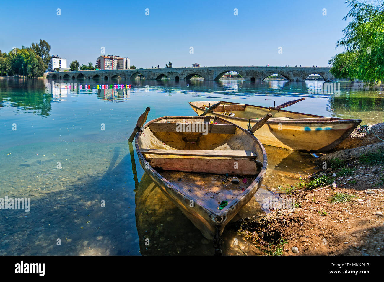The 16 century-old Taşköprü built on the Seyhan River in Adana is the ...