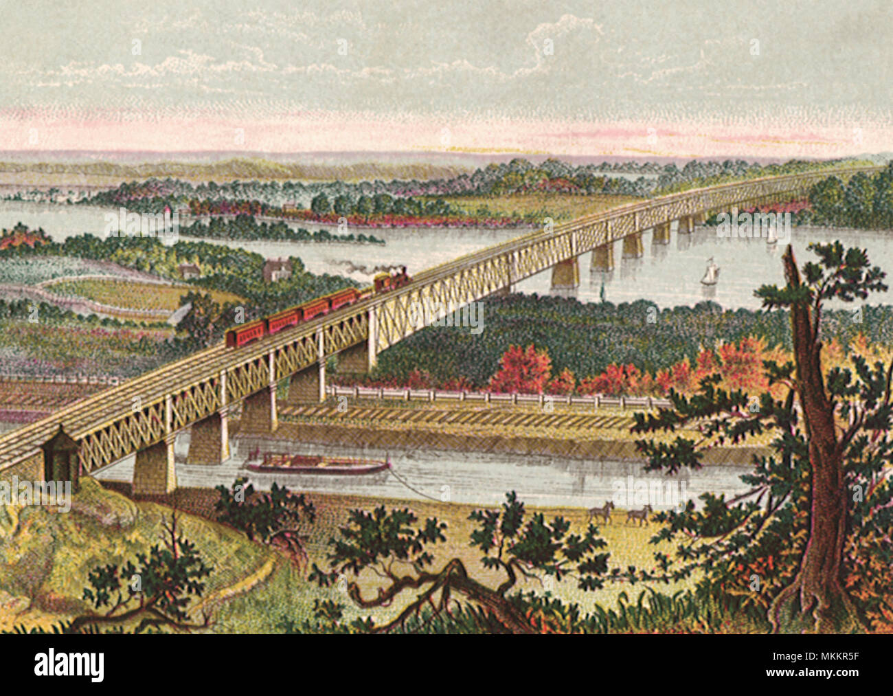 Train Crossing Bridge Stock Photo - Alamy