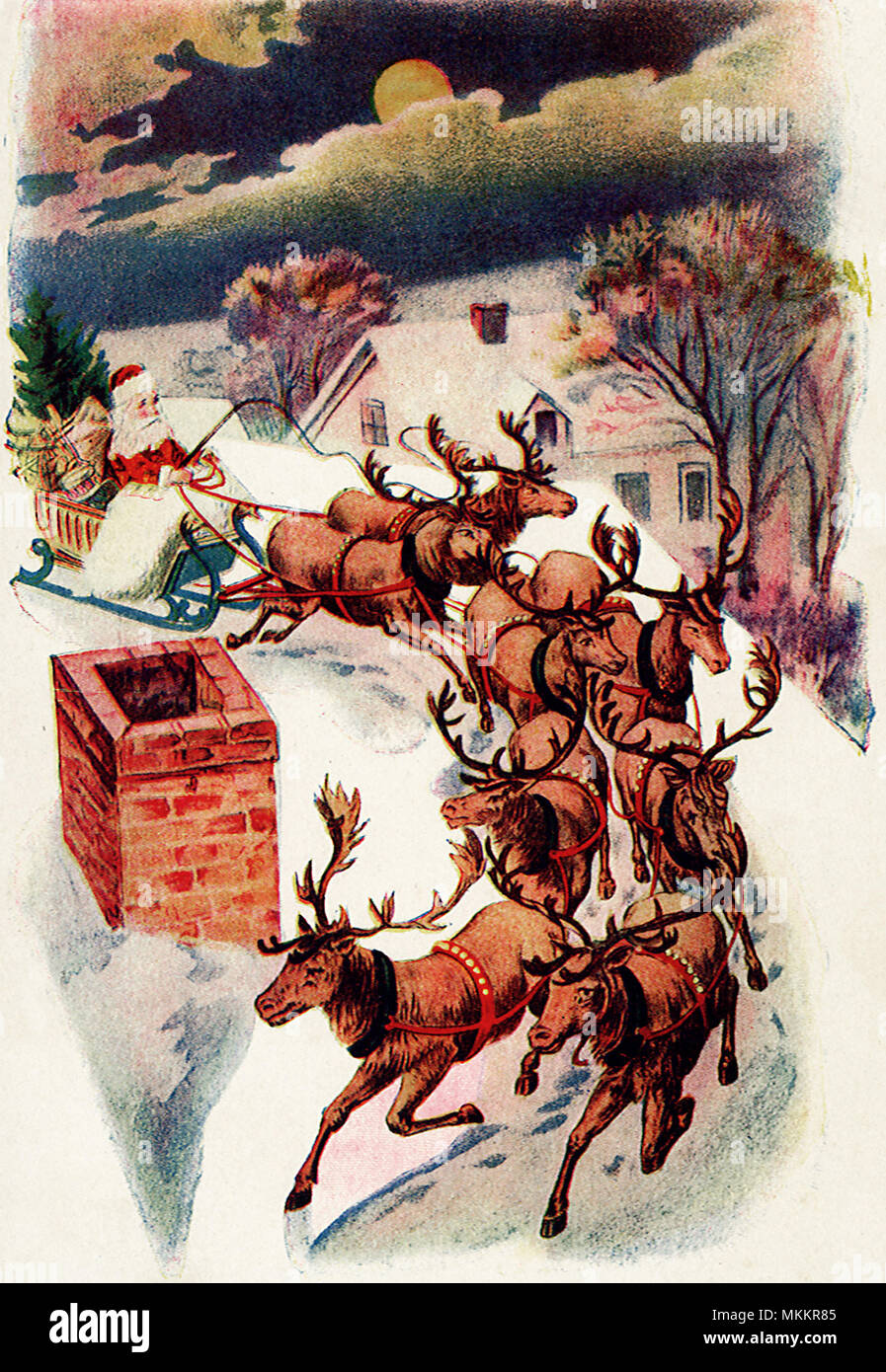 Santa Lands on Rooftop Stock Photo - Alamy