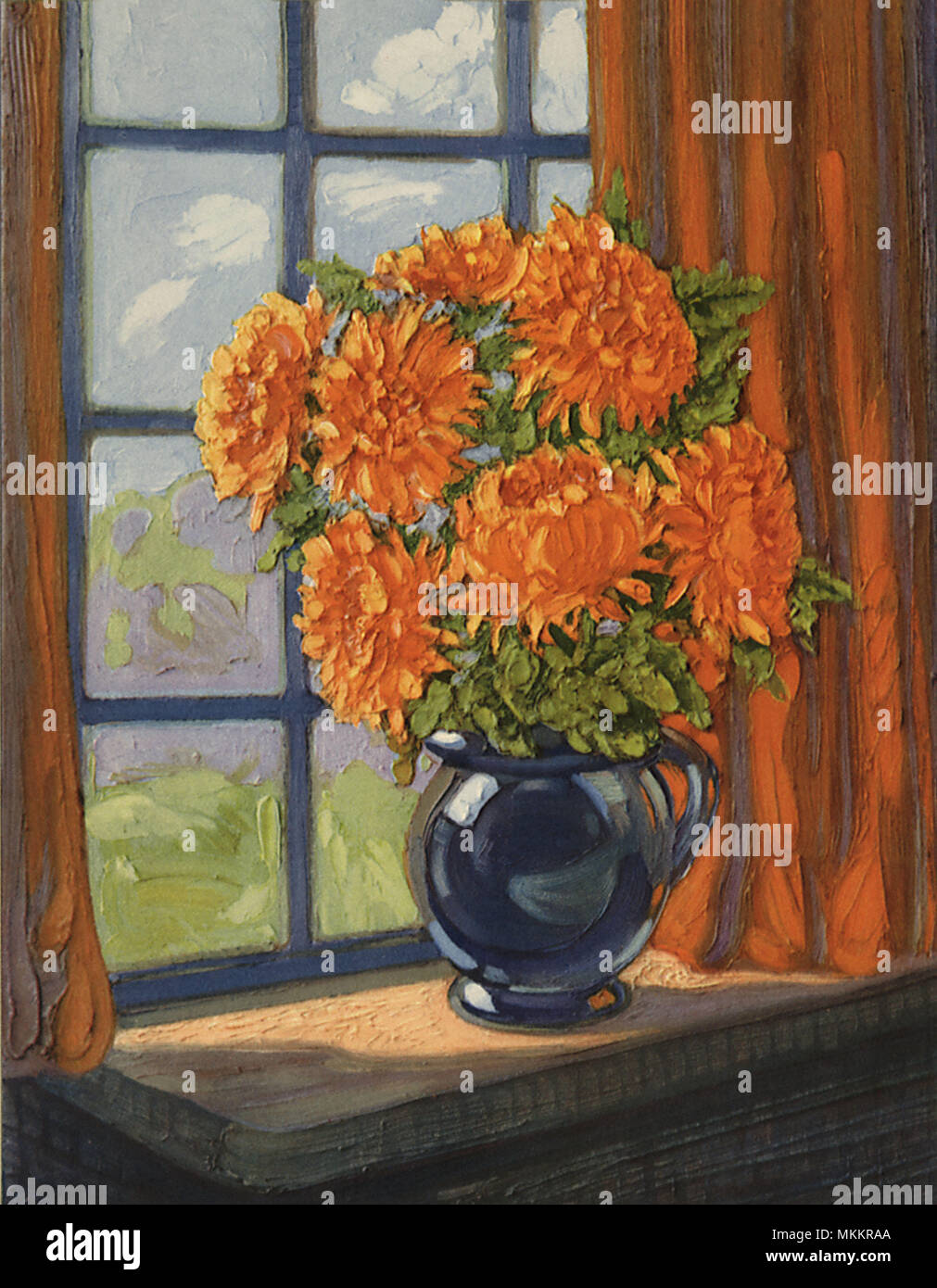 Jug of Flowers on Ledge Stock Photo - Alamy