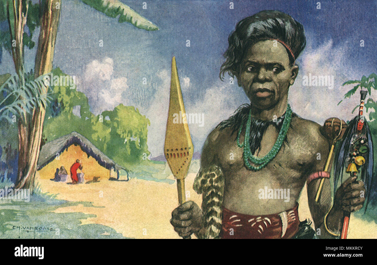 Tribesman and Hut Stock Photo - Alamy