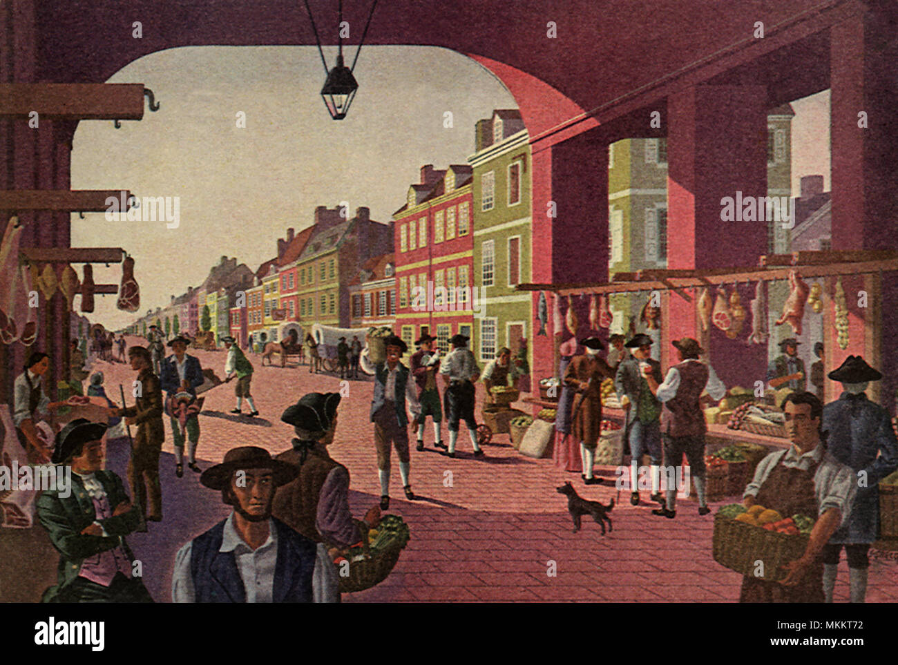Colonial Market Scene. Philadelphia Stock Photo - Alamy
