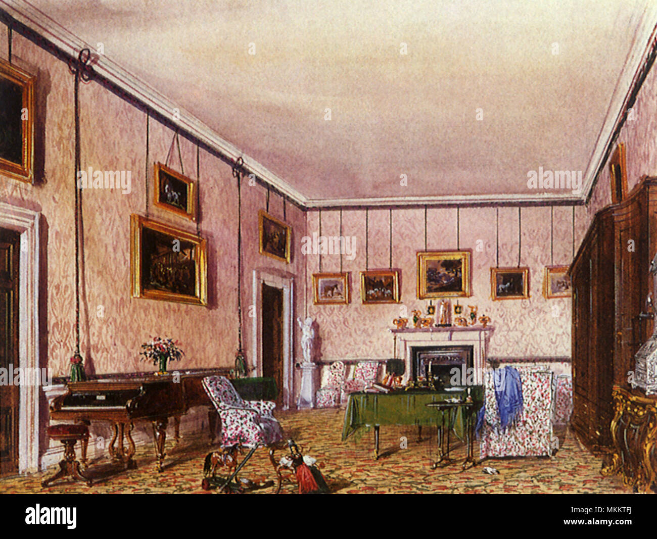 Damask Sitting Room Stock Photo - Alamy