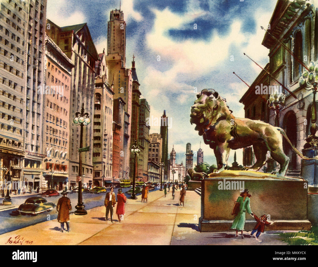 Lion Statue and Street Stock Photo - Alamy