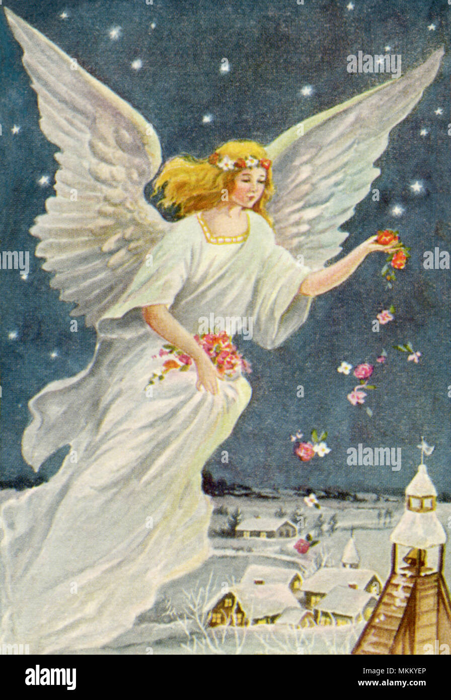 Angel Dropping Flowers Stock Photo - Alamy